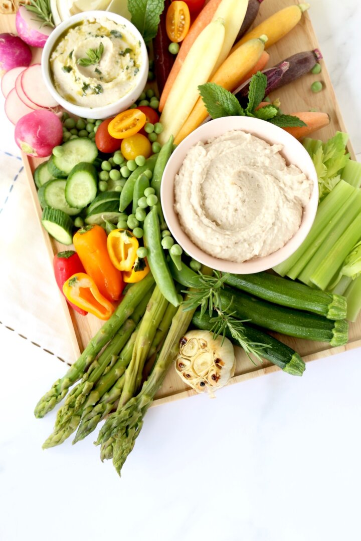 Spring Vegetable Crudités & White Bean Dip - Joy + Oliver