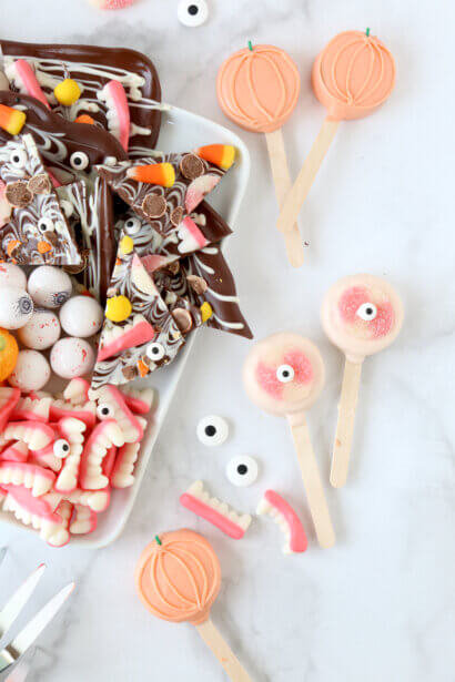 Easy Halloween Chocolate Bark and Candy Board - Joy + Oliver