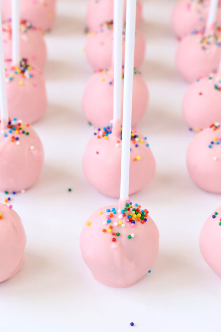 Easy Homemade Vanilla Cake Pops - Joy + Oliver