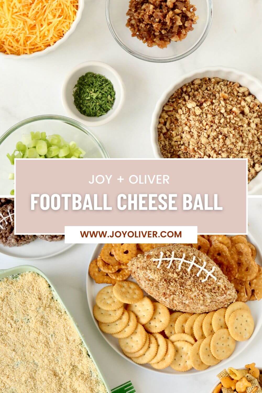 Easy Bacon Cheddar Football Cheese Ball - Joy + Oliver