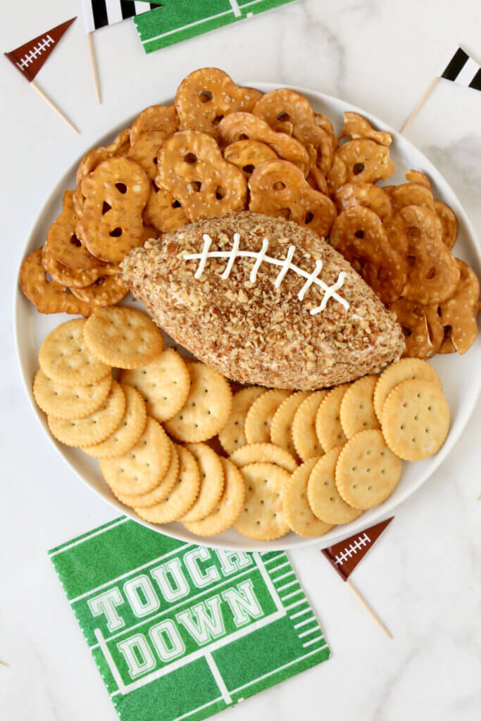 Easy Bacon Cheddar Football Cheese Ball - Joy + Oliver